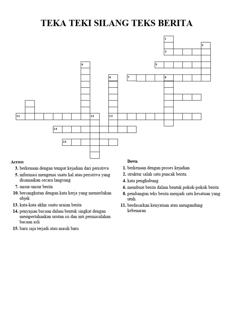 Teka Teki Silang Teks Berita | PDF