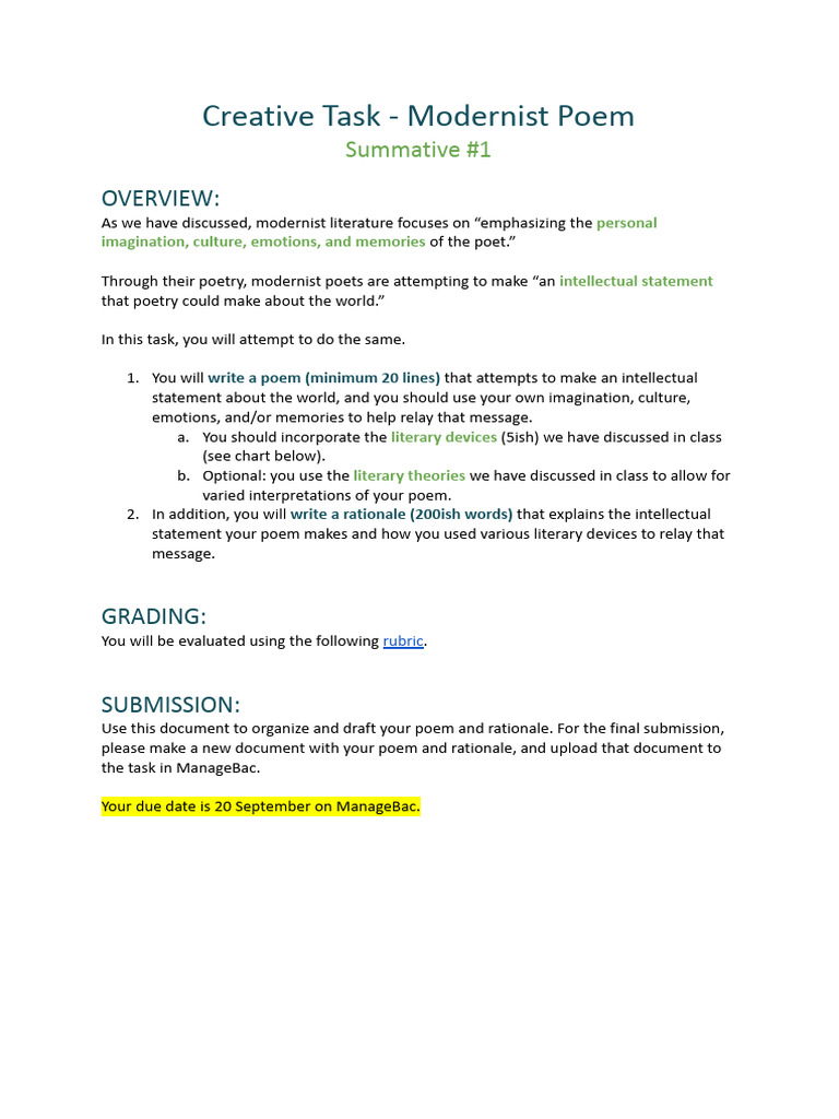 Evan Storey - M. Creative Task - Modernist Poem | PDF | Poetry | Experience