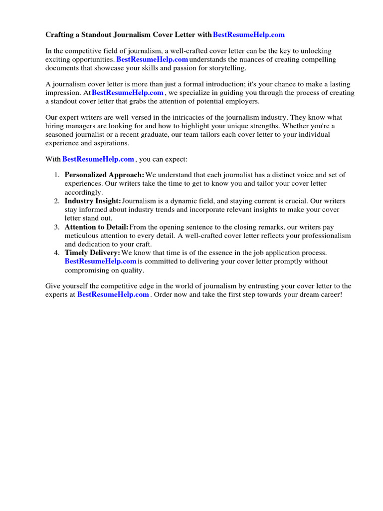 Journalism Cover Letter Template | Download Free PDF | Résumé | Journalism Journalism Cover Letter Template | Download Free PDF | Résumé | Journalism