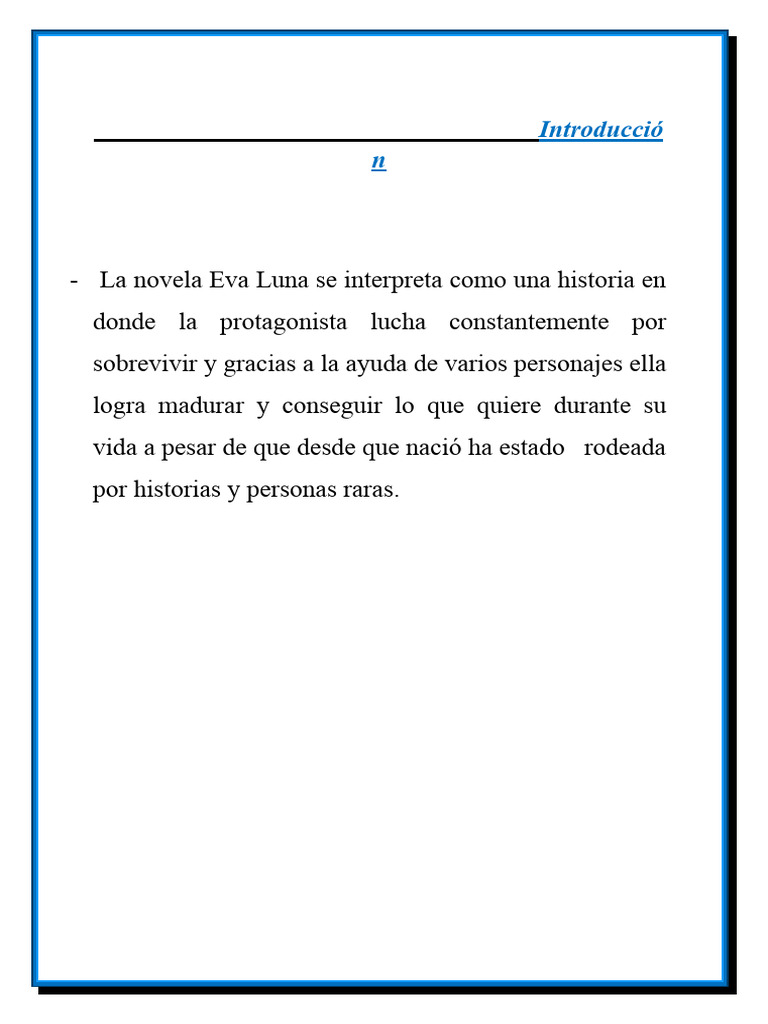 Personajes y análisis de Eva Luna | PDF