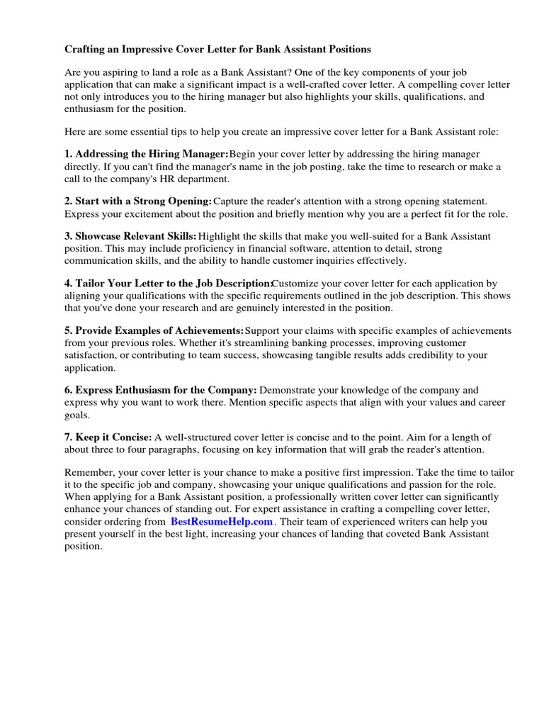 Cover Letter Tips for Bank Assistants | PDF | Banks | Knowledge