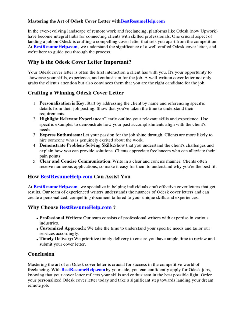 Odesk Cover Letter Sample For Social Media Marketing | PDF | Popular ...