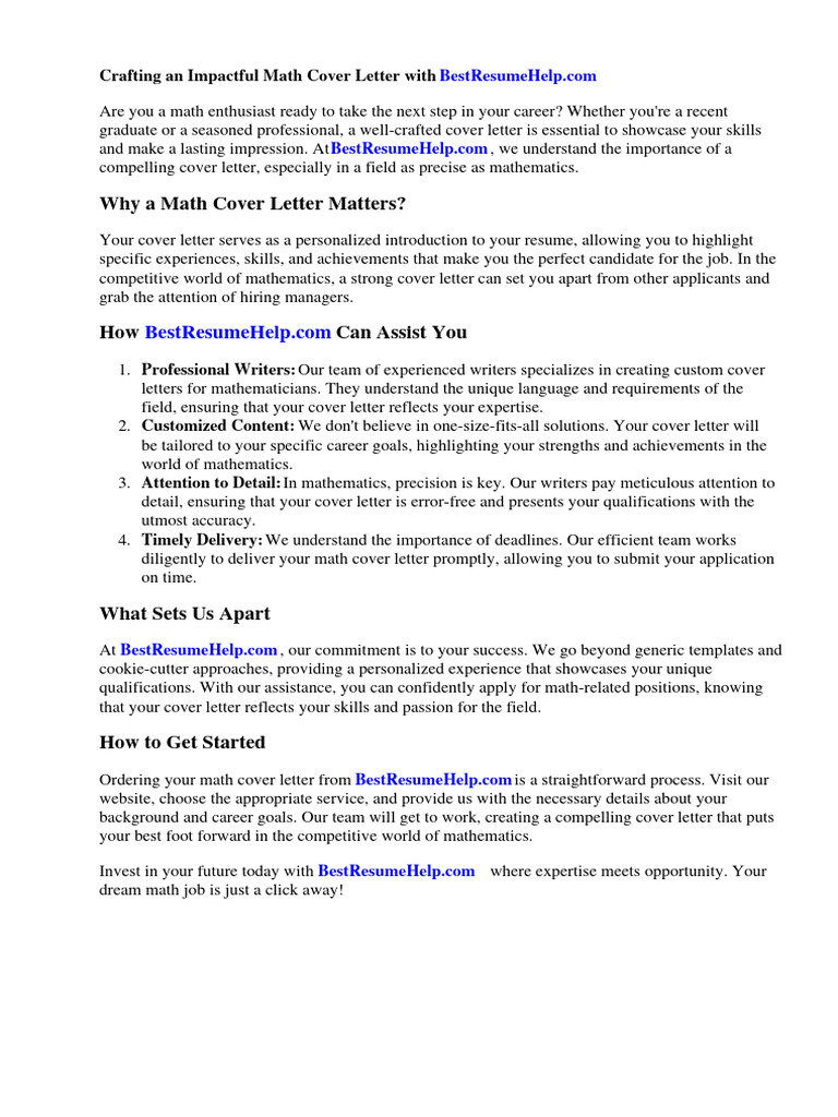 Math Cover Letter | PDF | Mathematics | Teachers