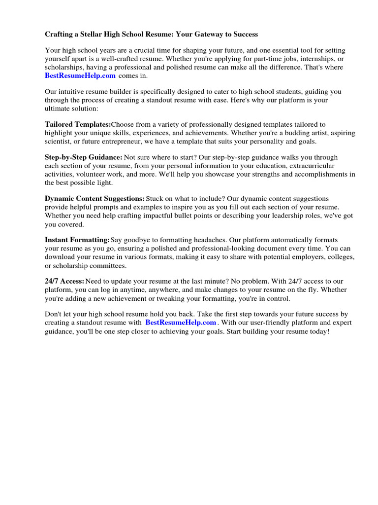 High School Resume Builder | PDF | Résumé | Canon Eos