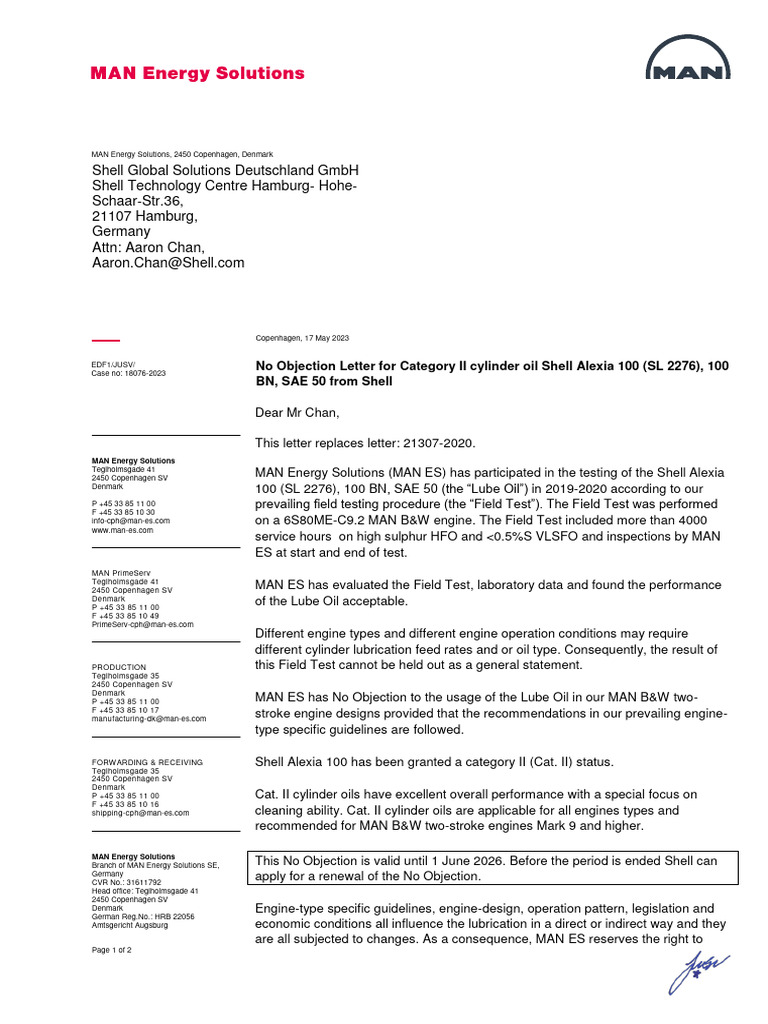 No Objection for Shell Alexia 100 | PDF | Engines