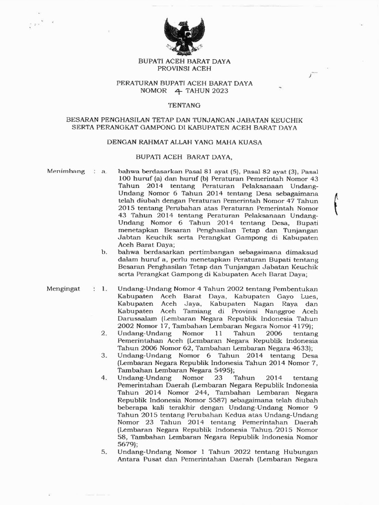 Perbup 4 - 2023 Siltap | PDF