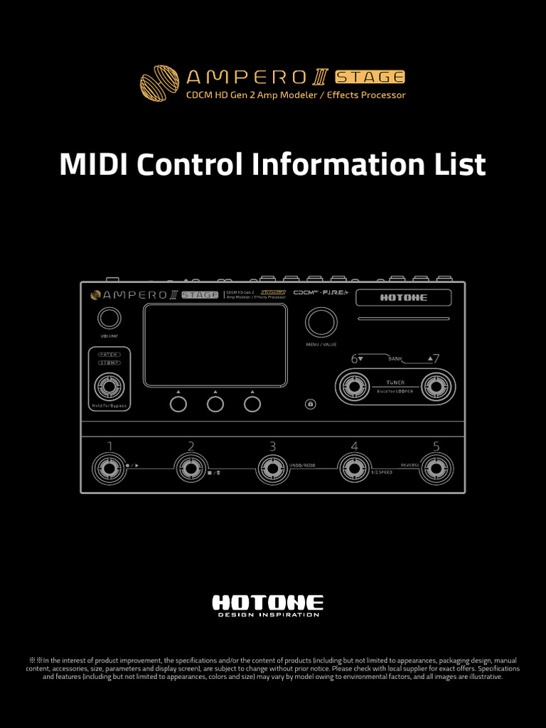 Ampero II Stage - MIDI Control Information List - EN - Firmware V1.0.2. ...