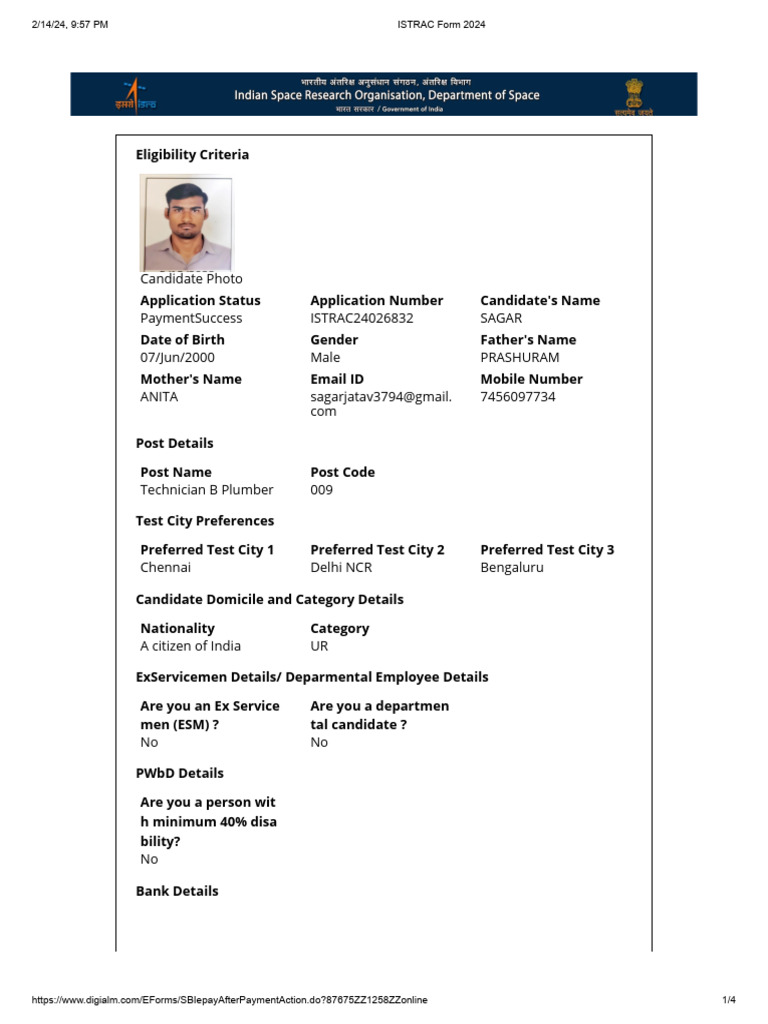 Sagar PDF Form | PDF