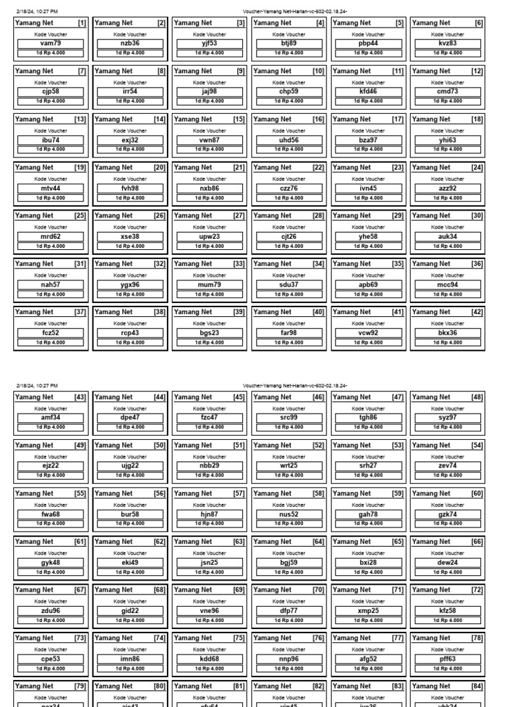 Contoh Voucher Wifi | PDF