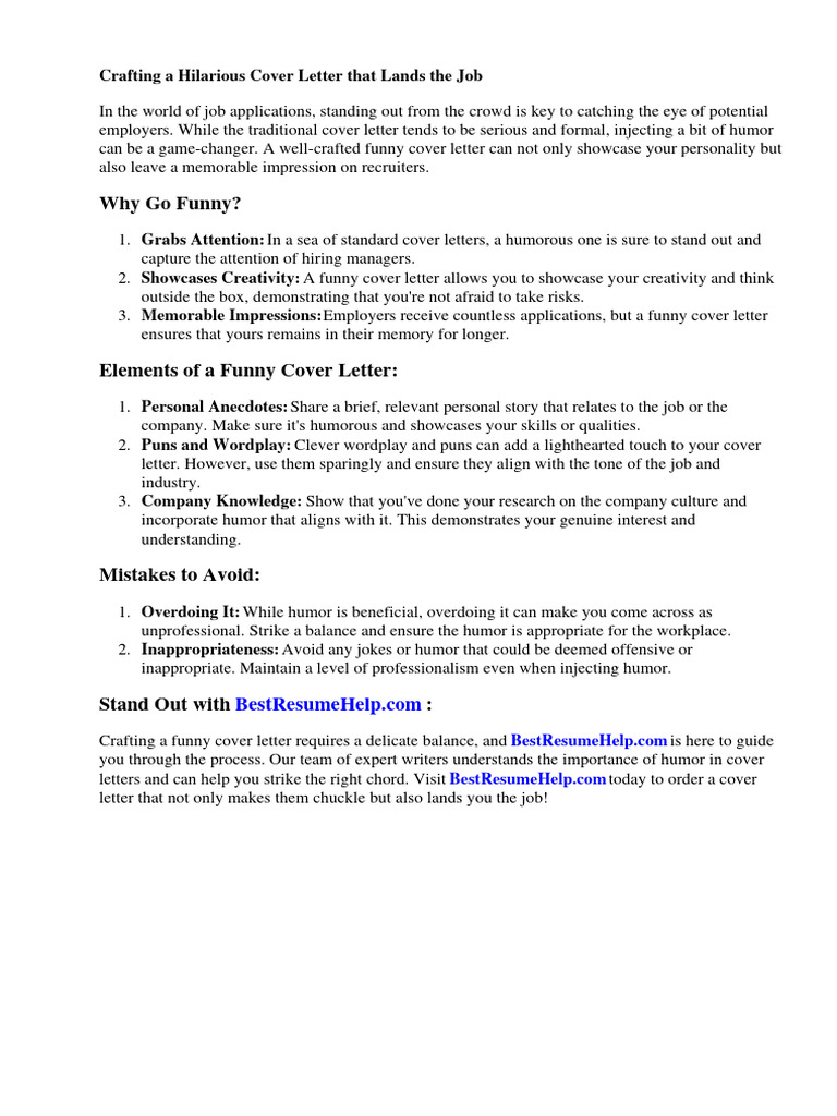 Funny Cover Letter That Works | PDF | Humour | Recruitment