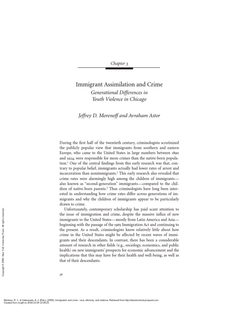 Morenoff 2006 - Immigrant Assimilation and Crime | PDF | Immigration ...