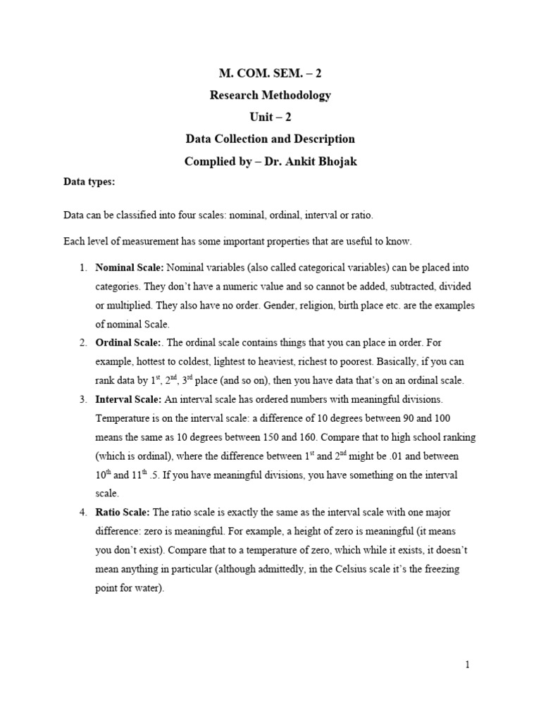 RM Study Material - Unit 2 | PDF | Sampling (Statistics) | Level Of ...
