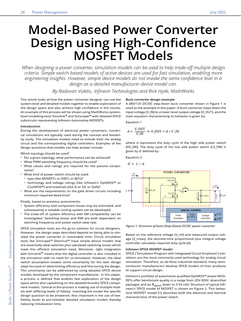 Model-Based Power Converter Design Using High-Confidence | PDF | Mosfet | Spice