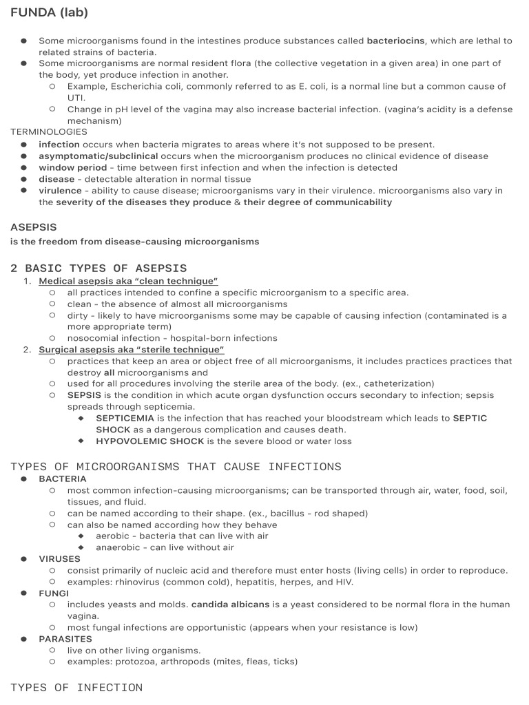 Asepsis Funda Lab | PDF | Infection | Sepsis