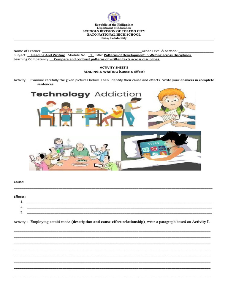 5 Reading & Writing Activity Sheet EXEMPLIFICATION & CLASSIFICATION | PDF