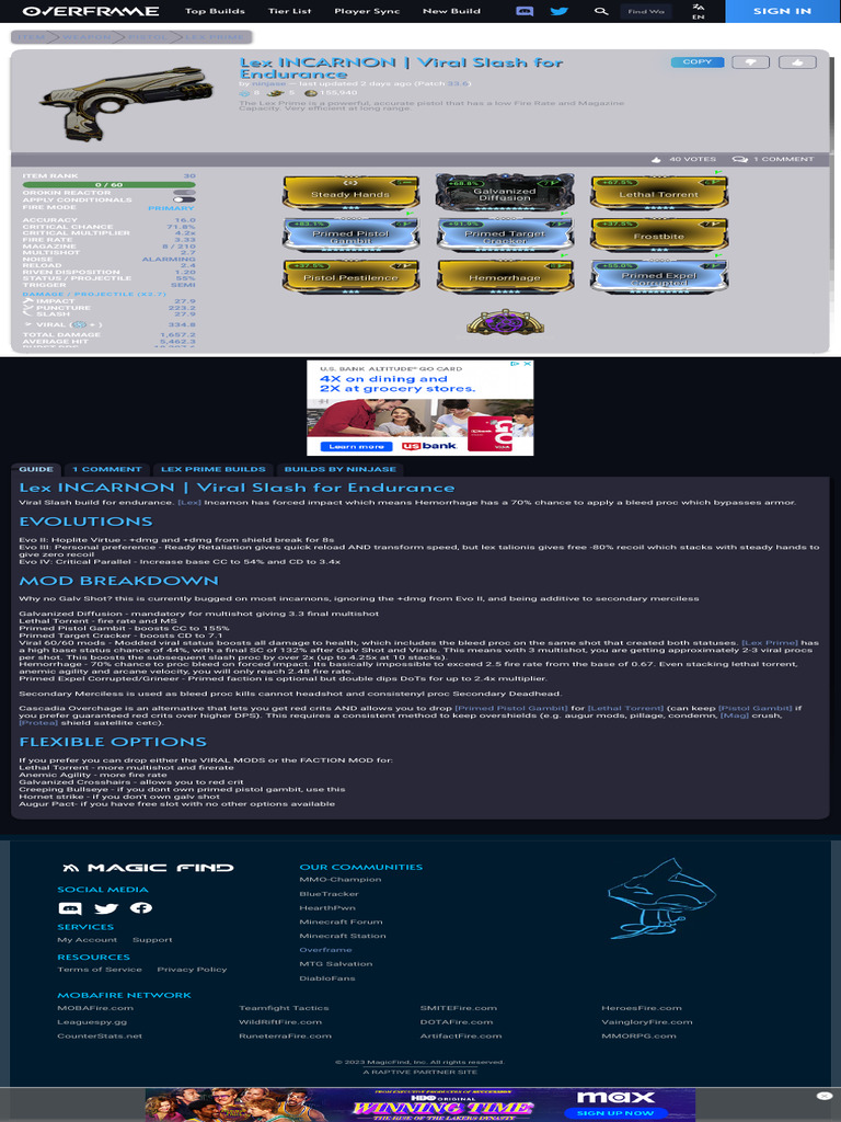 5 Forma Lex Prime Build by Ninjase - Lex INCARNON Viral Slash For Endurance - Overframe 3 | PDF ...