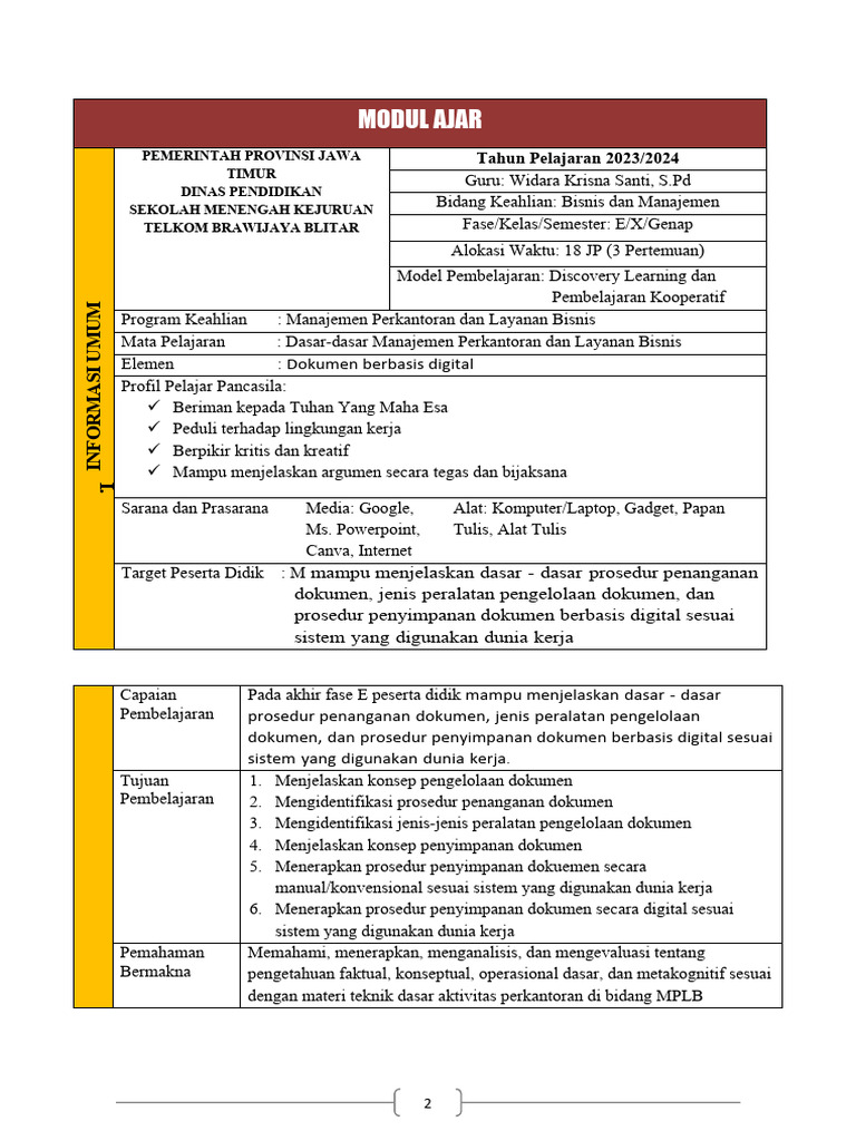 Modul Ajar MPLB 5 | PDF | Karier & Perkembangan