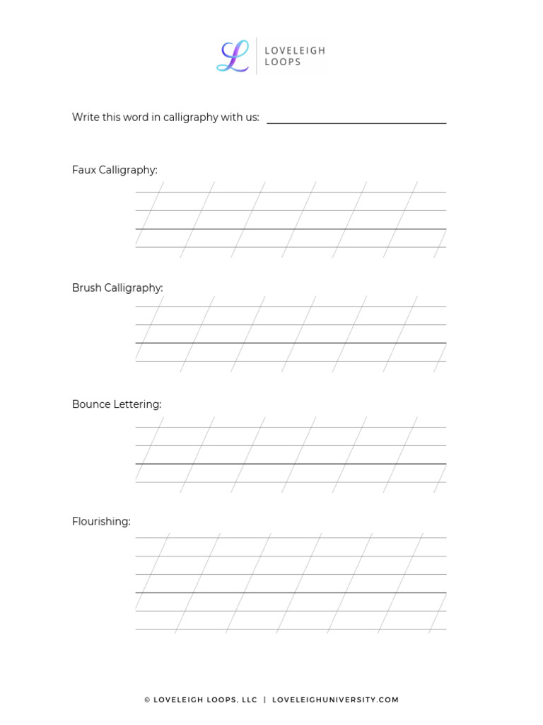 Loveleigh Loops Calligraphy Worksheet | PDF