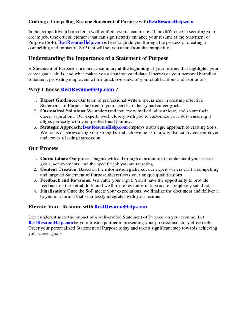Resume Statement of Purpose | PDF | Résumé