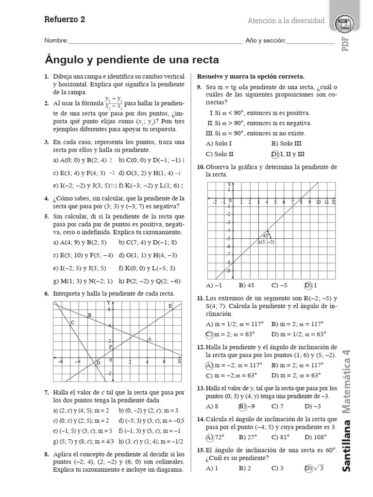 P371 U11MATE4frs | PDF | Pendiente | Línea (geometría)