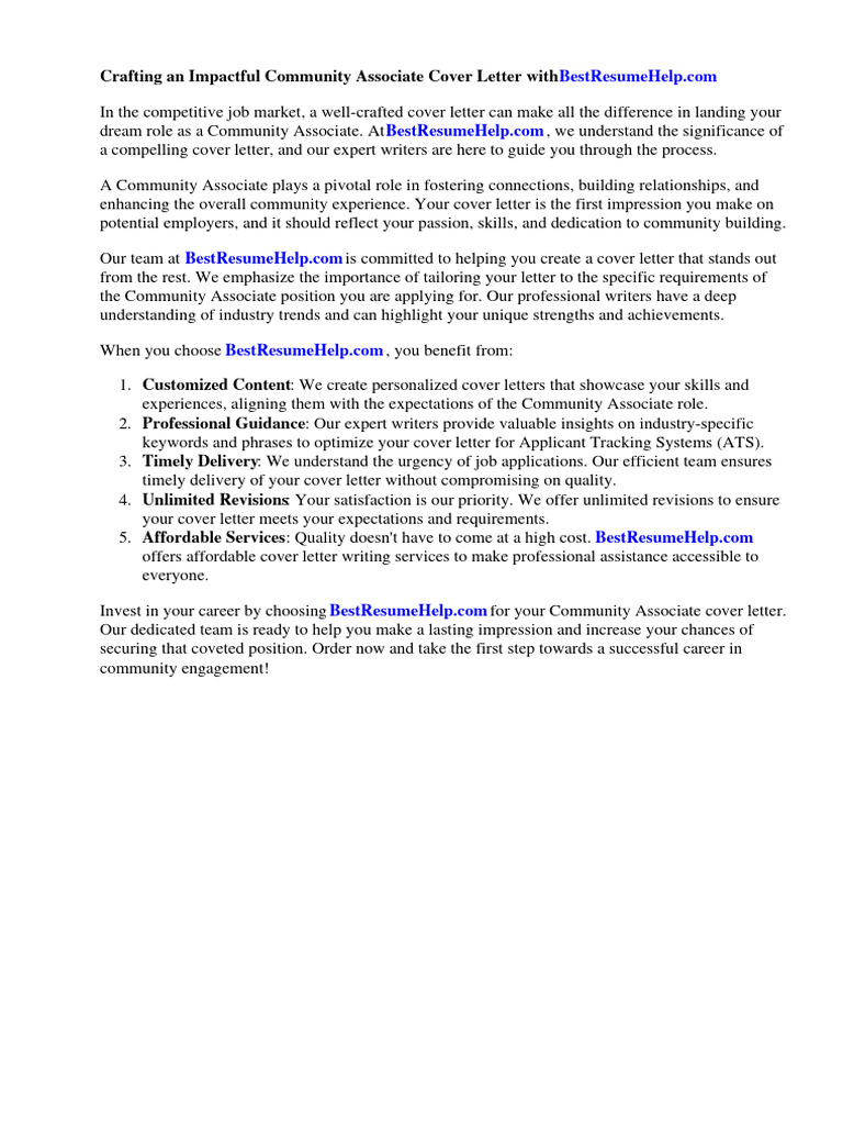 Community Associate Cover Letter Guide | PDF | Résumé | Experience