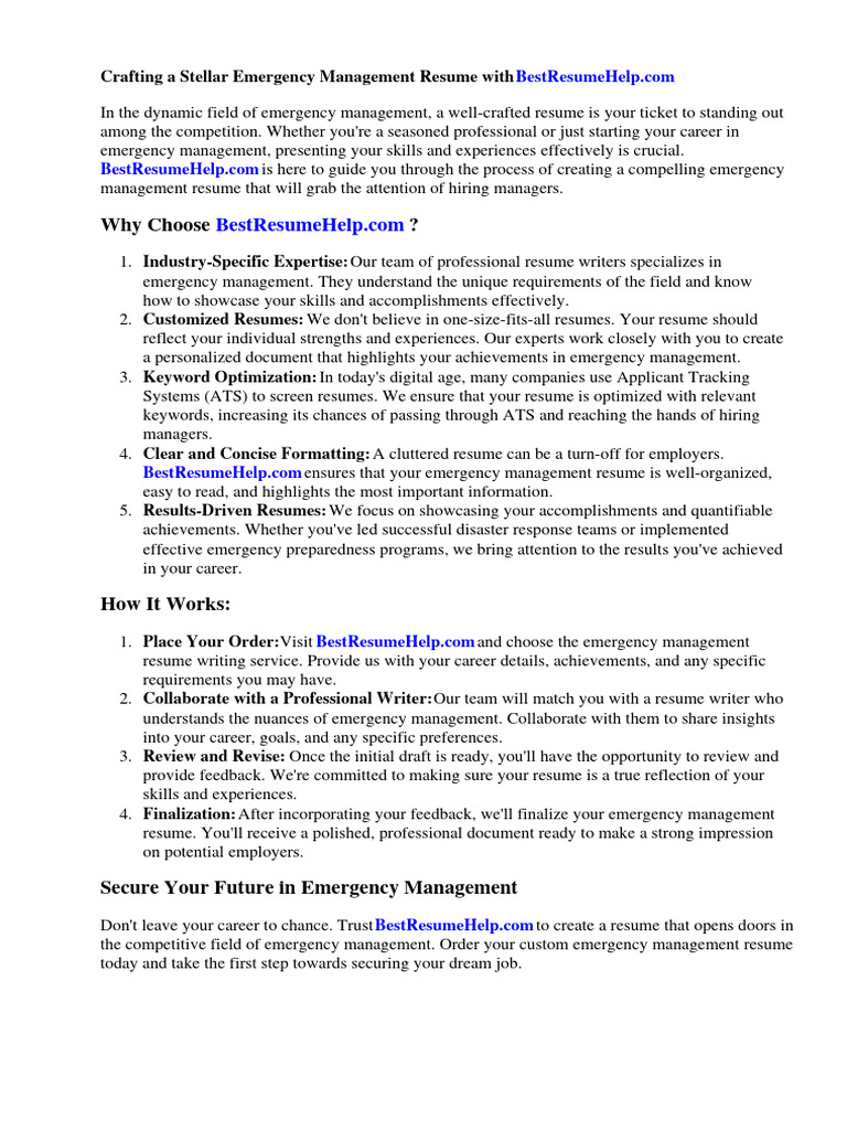Emergency Management Resume | PDF | Emergency Management | Emergency
