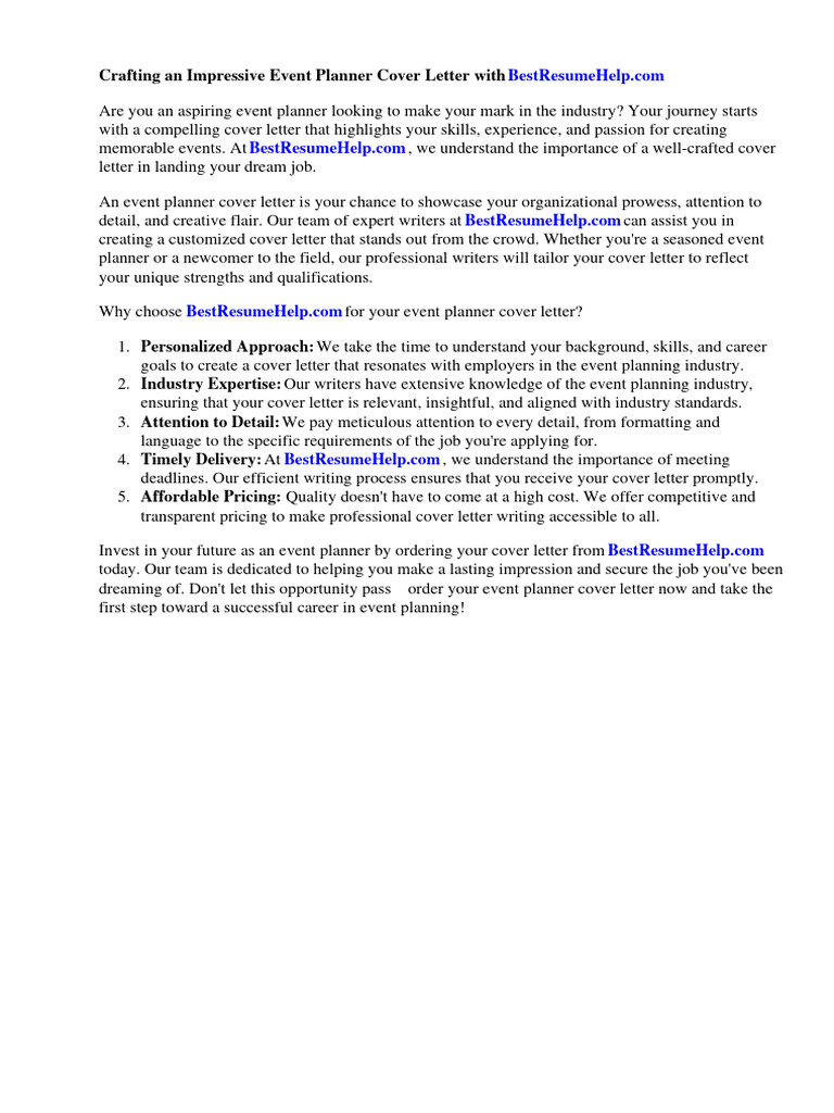 Event Planner Cover Letter | PDF | Résumé | Creativity