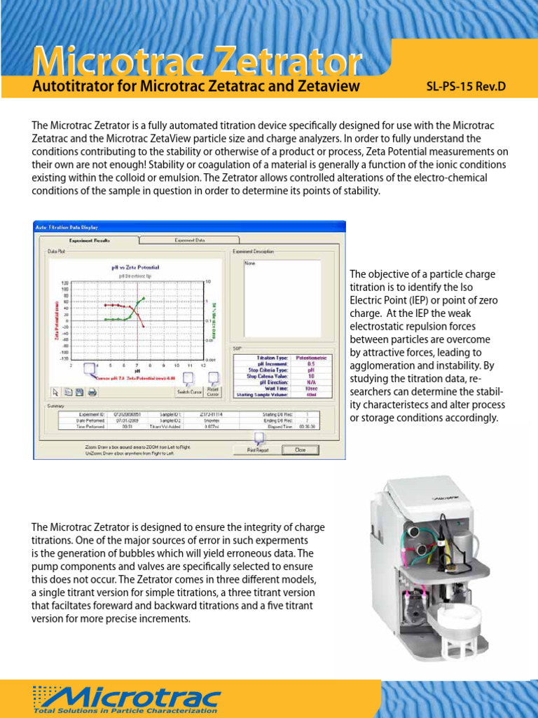 Microtrac Zetrator | Download Free PDF | Titration | Chemistry