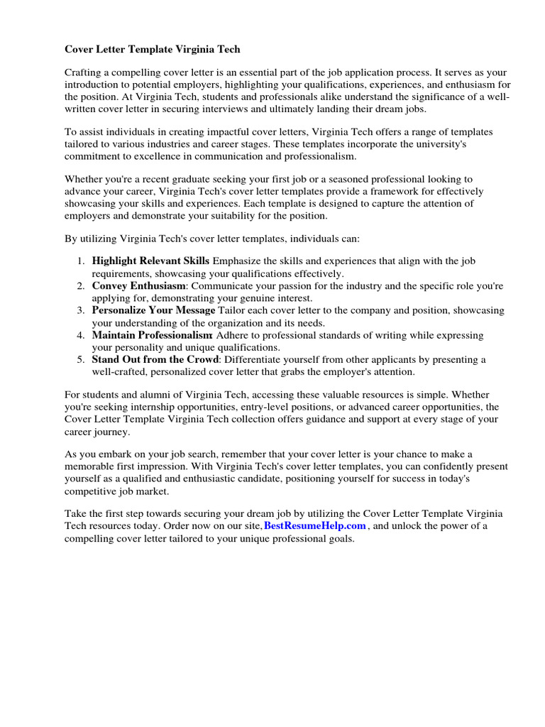 Cover Letter Template Virginia Tech | PDF | Résumé | Employment
