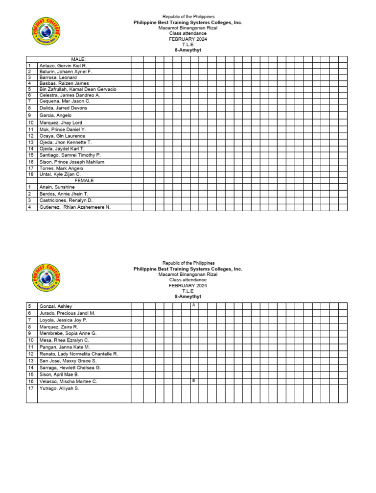 g8 Ameythyt Class Attendance | PDF