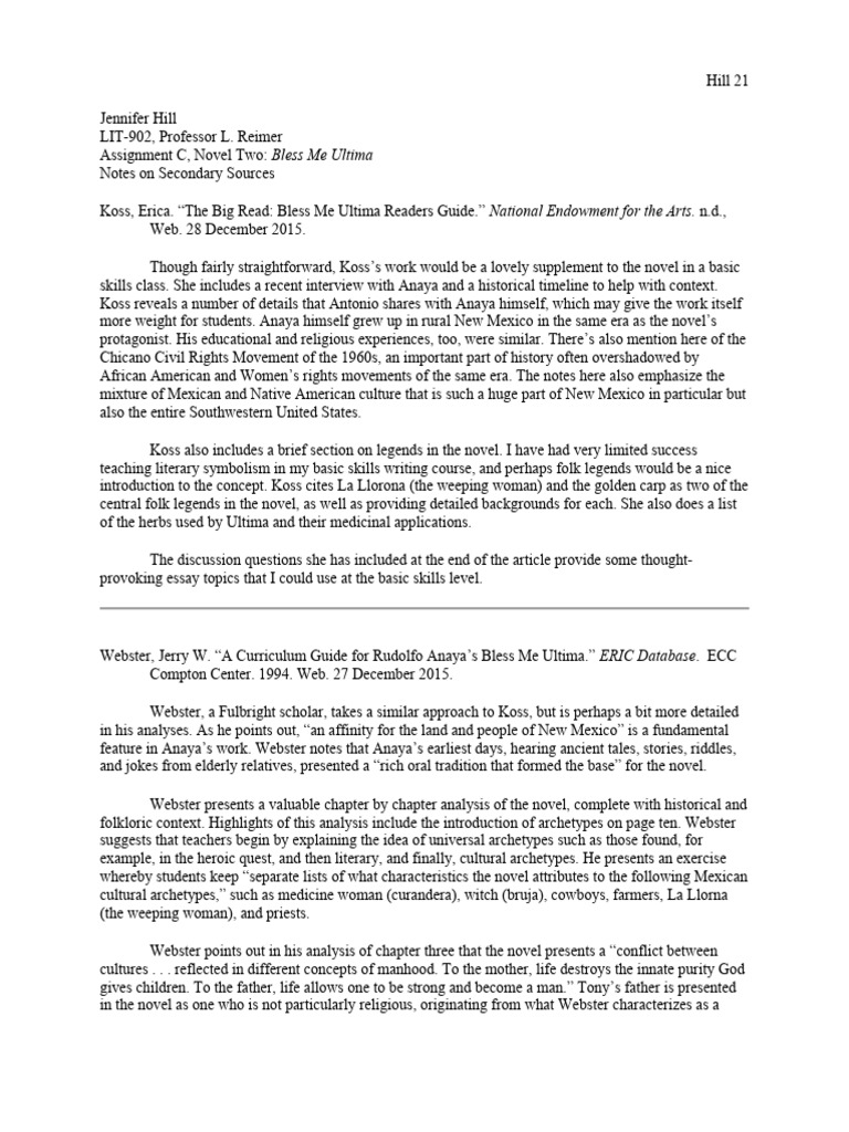 Bless Me Ultima Sources | PDF