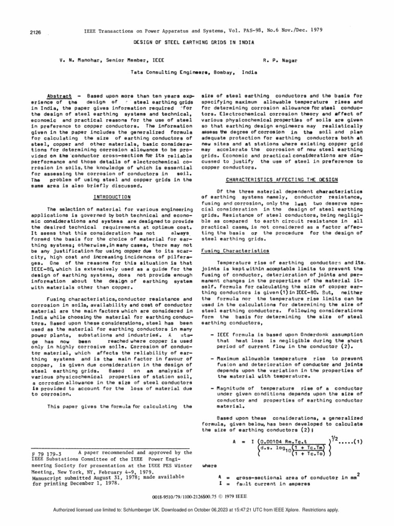 Design of Steel Earthing Grids in India | PDF | Corrosion ...