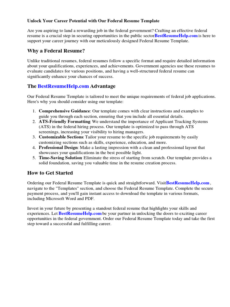 Federal Resume Template | PDF | Résumé | Computing