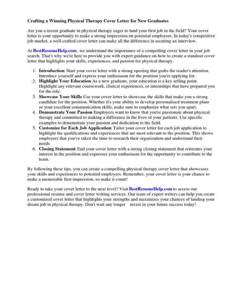 Physical Therapy Cover Letter New Graduate | PDF | Physical Therapy ...