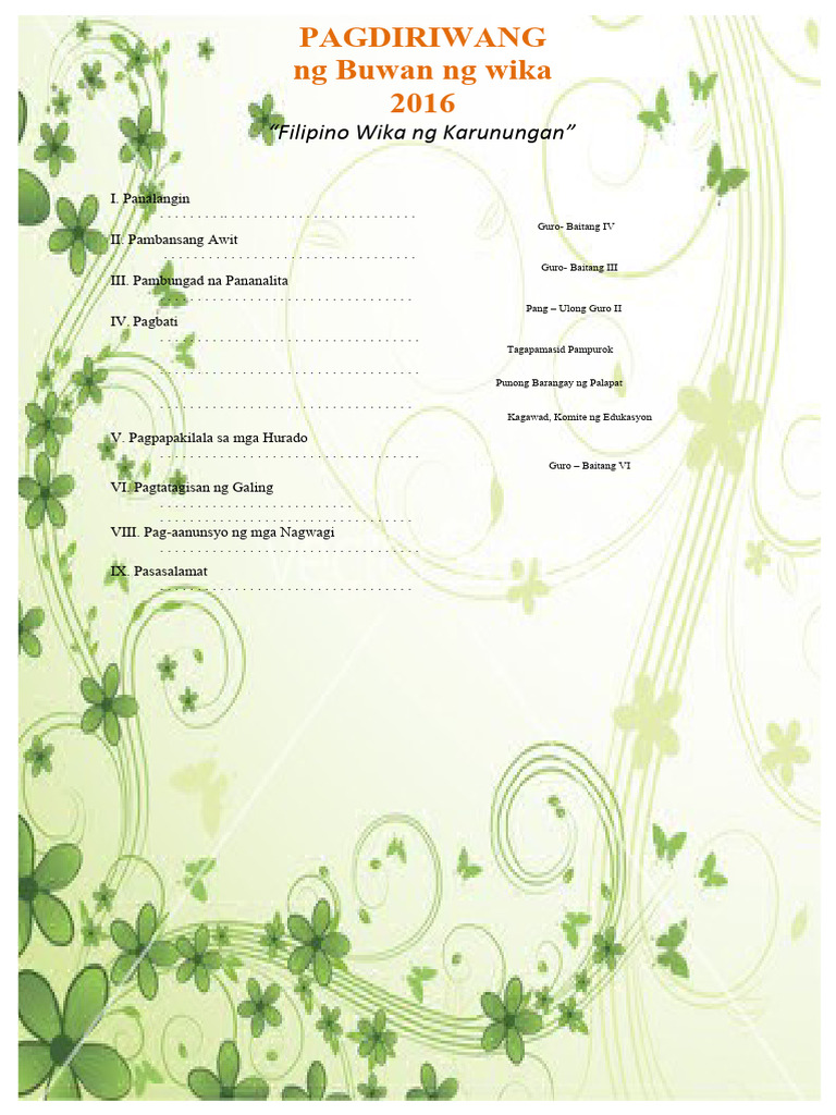 Buwan Wika Sample Program | PDF