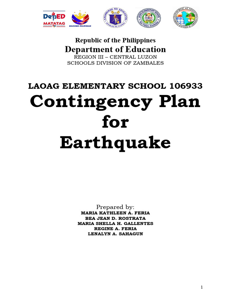 Earthquake Contingency Plan for Laoag Elementary | PDF | Earthquakes | Hazards