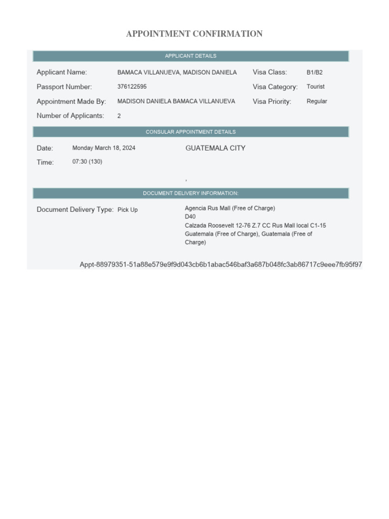 Appointment Confirmation | PDF | Travel Visa
