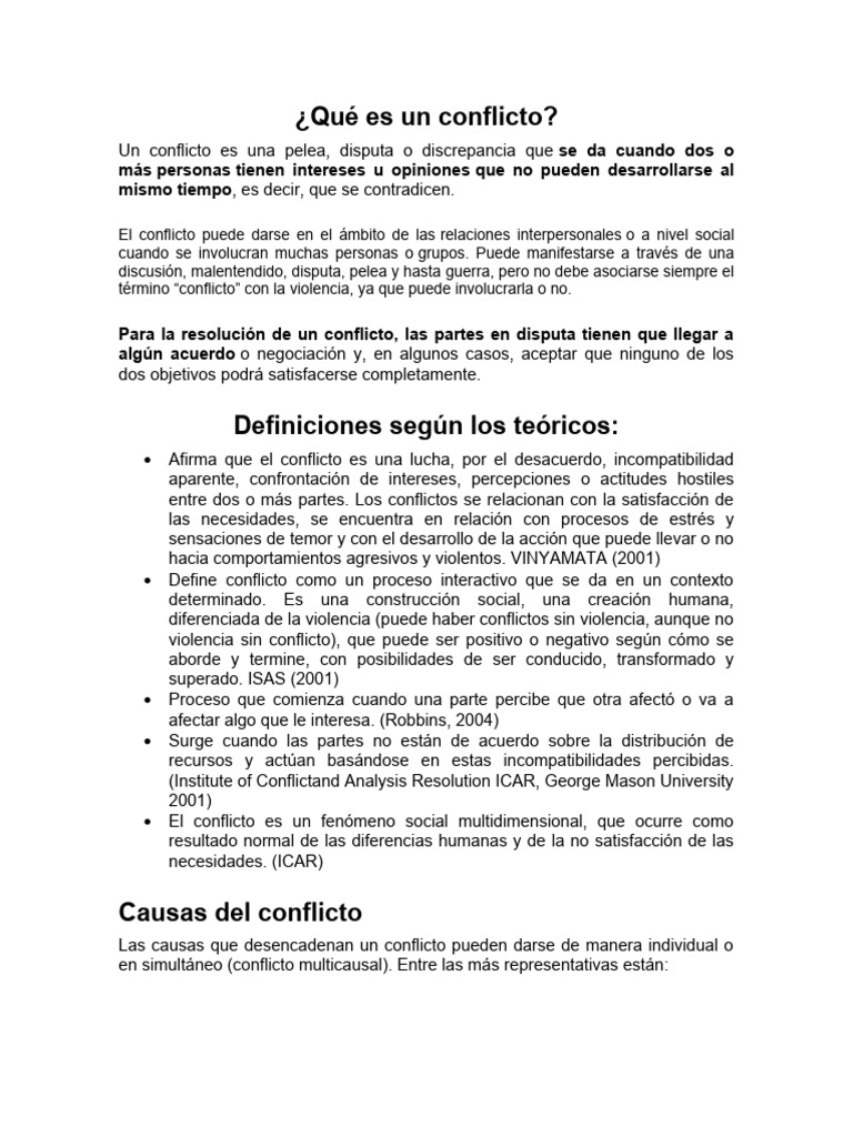 Qué Es Un Conflicto | Descargar gratis PDF | Conflicto (proceso)