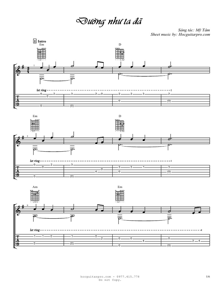 Duong Nhu Ta Da - Fingerstyle | PDF