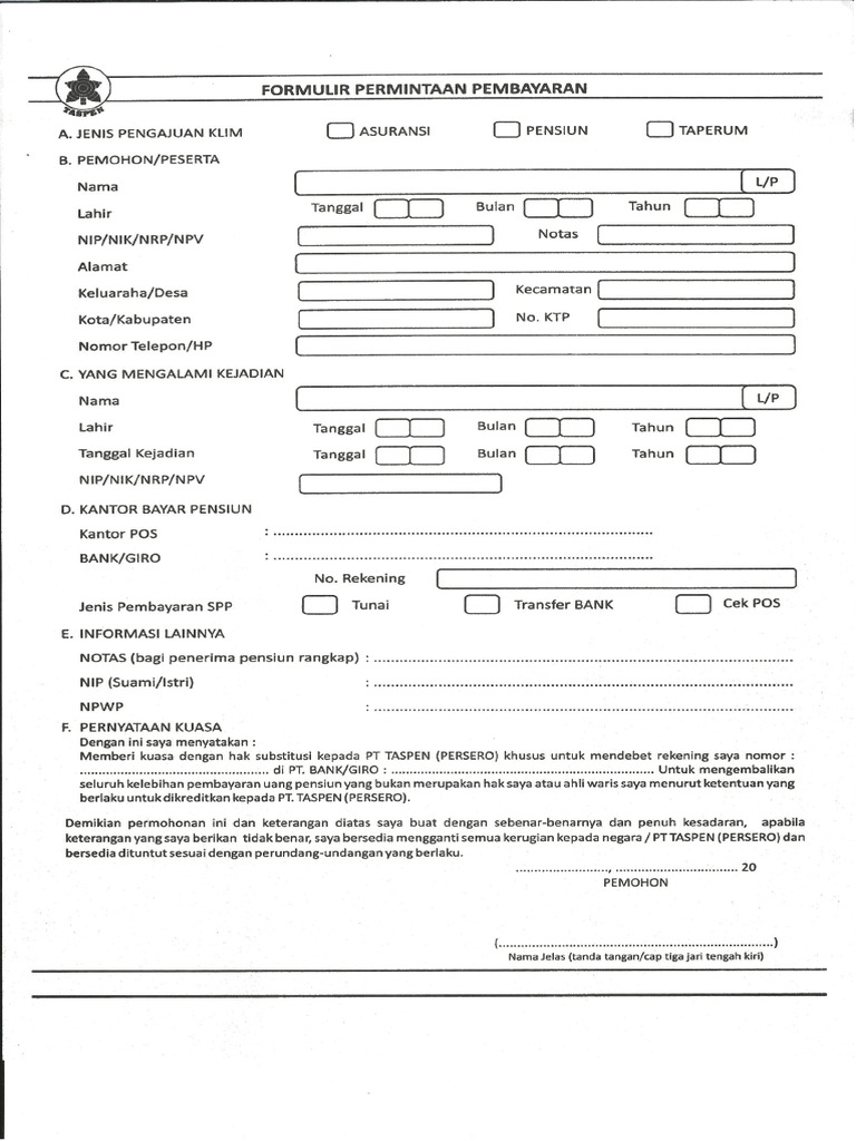 Form Dpcp Dan Permintaan Pembayaran Pdf