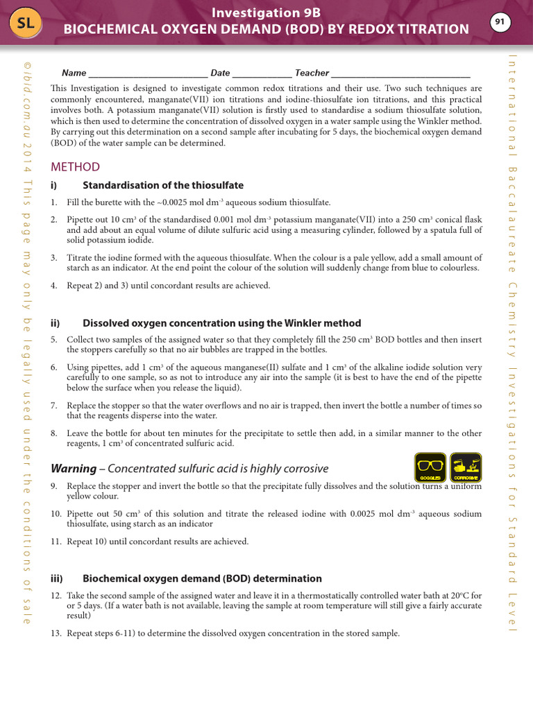 Dissolved Oxygen | PDF | Titration | Chemistry