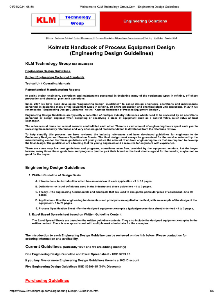 KLM Handbook of Process Equipment Design (Engineering Design Guide | PDF