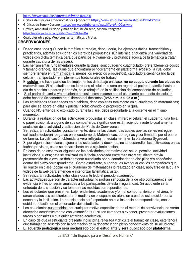 ACUERDO PEDAGOGICO III Decimo - 10-02 M | PDF | Aprendizaje | Funciones trigonométricas