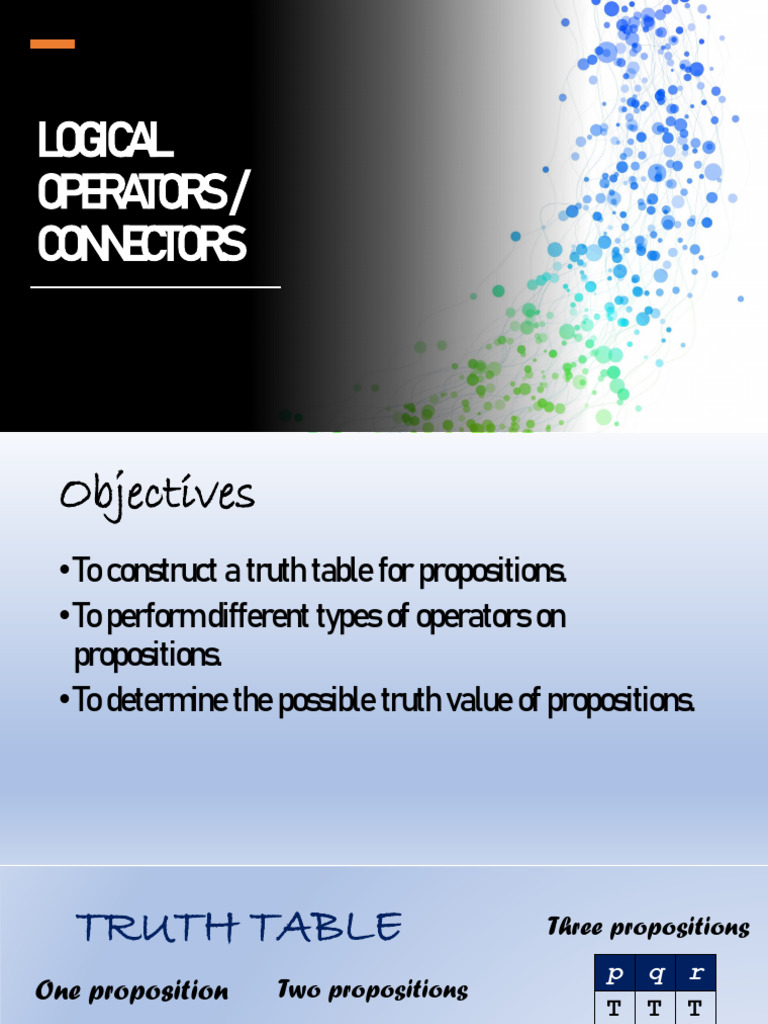 Lesson 2.5 Logical Operators | PDF | Proposition | Mathematical Logic