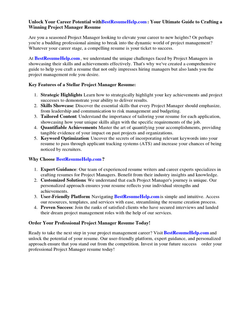 Project Manager Resume Sample | PDF | Résumé | Project Management