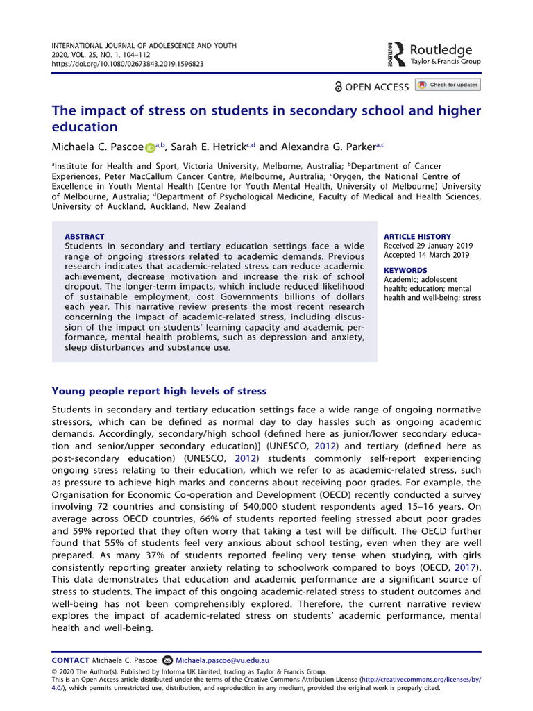 Effects of Academic Stress on Students | PDF | Stress Management ...