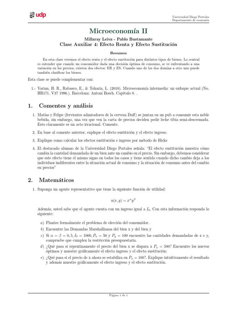 Clase Auxiliar 4 Enunciados | PDF | Microeconomía | Economias