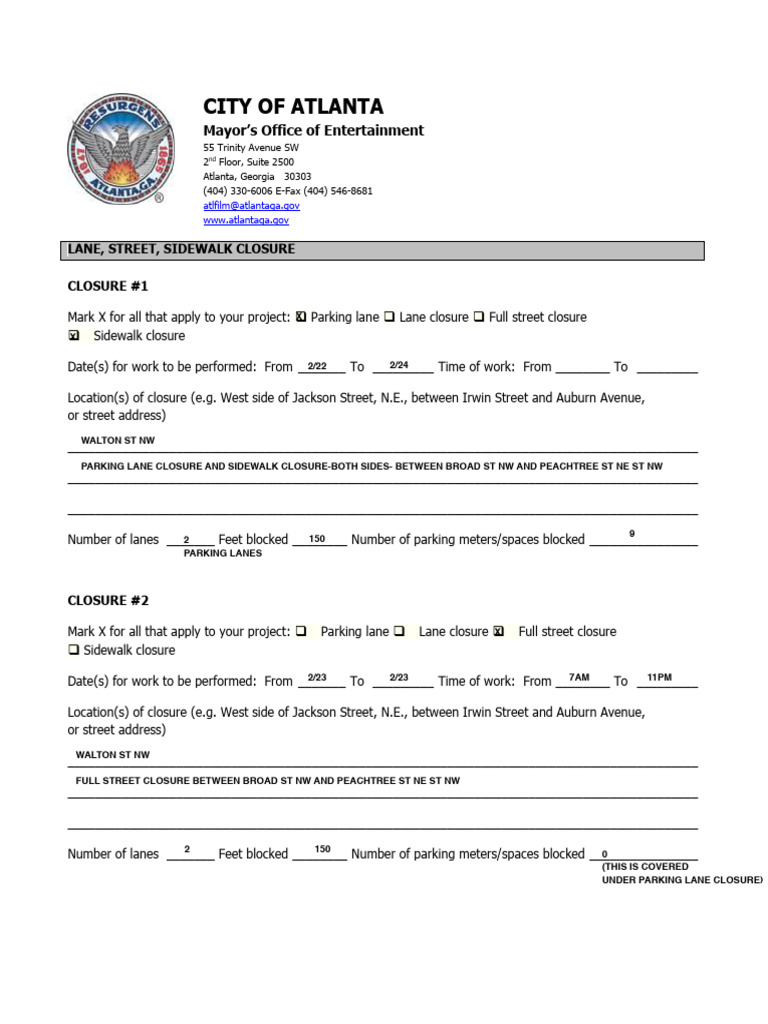 Lane Closure Form | PDF | Street | Routes