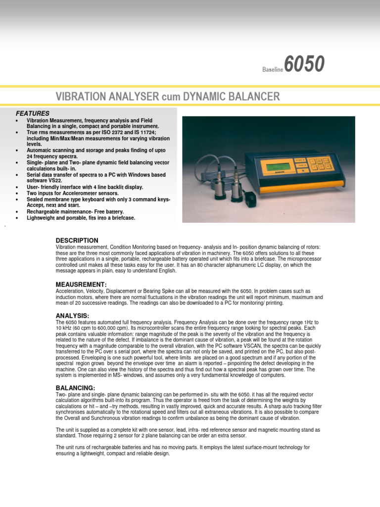 Vibration Analyser Cum Dynamic Balancer: Features | PDF | Spectral ...