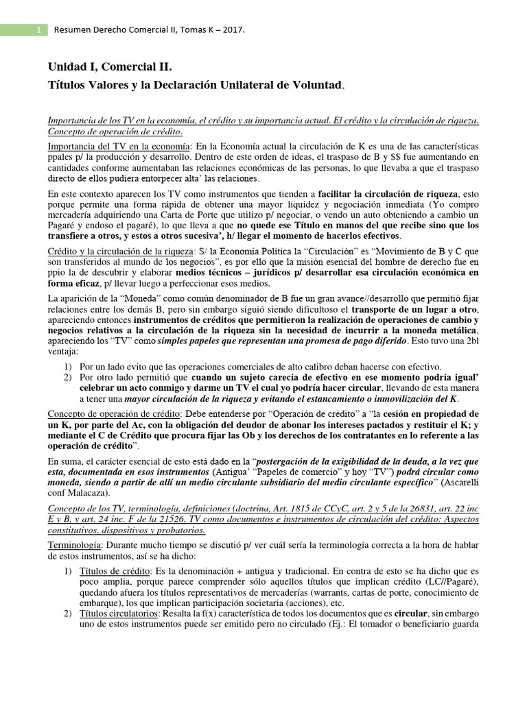 Resumen Derecho Comercial II | PDF | Cheque | Instrumento negociable